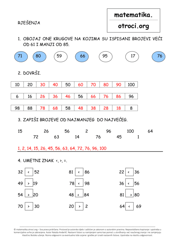 2.R. Brojevi do 100 - matematika