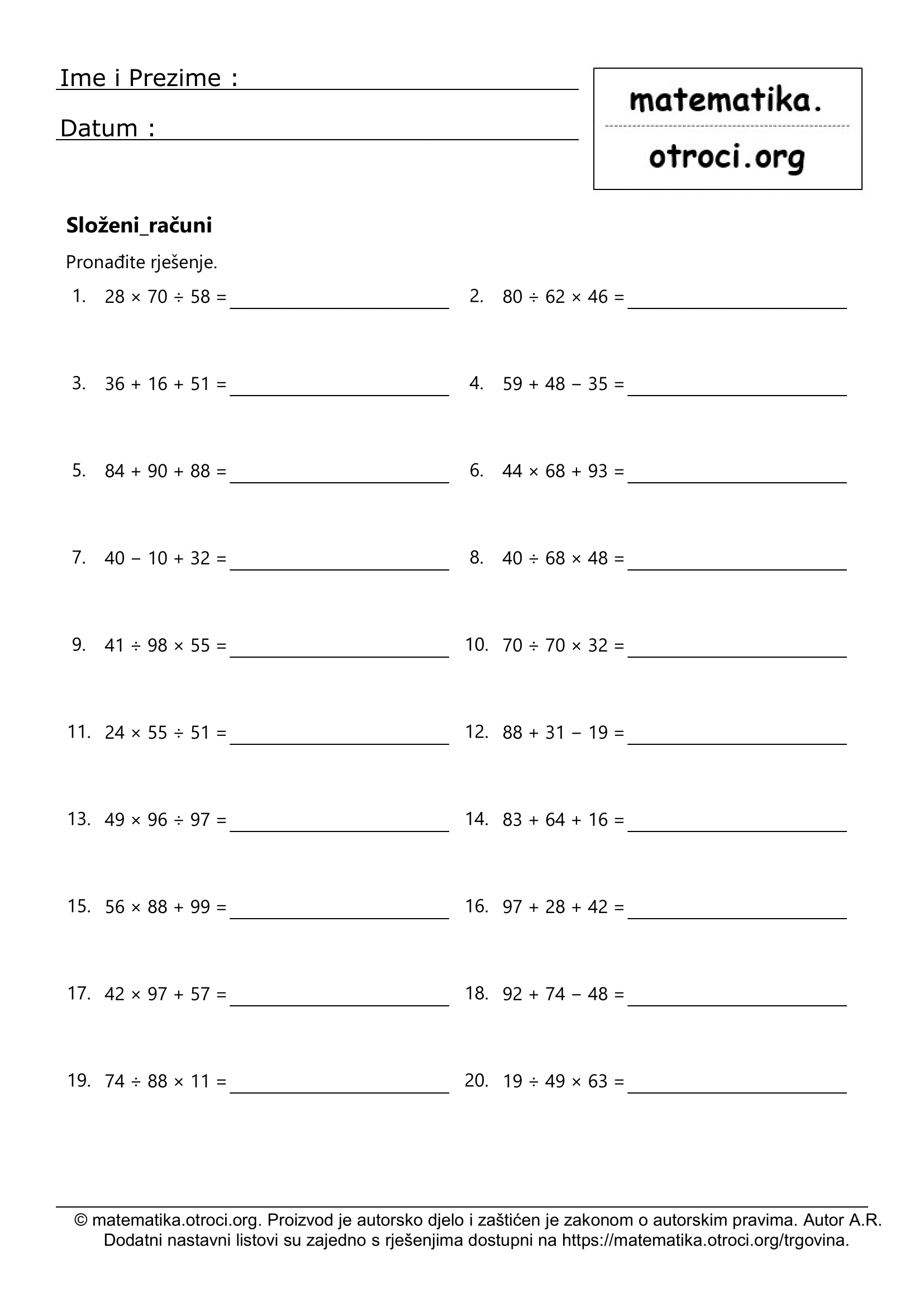 5. Razred - matematika