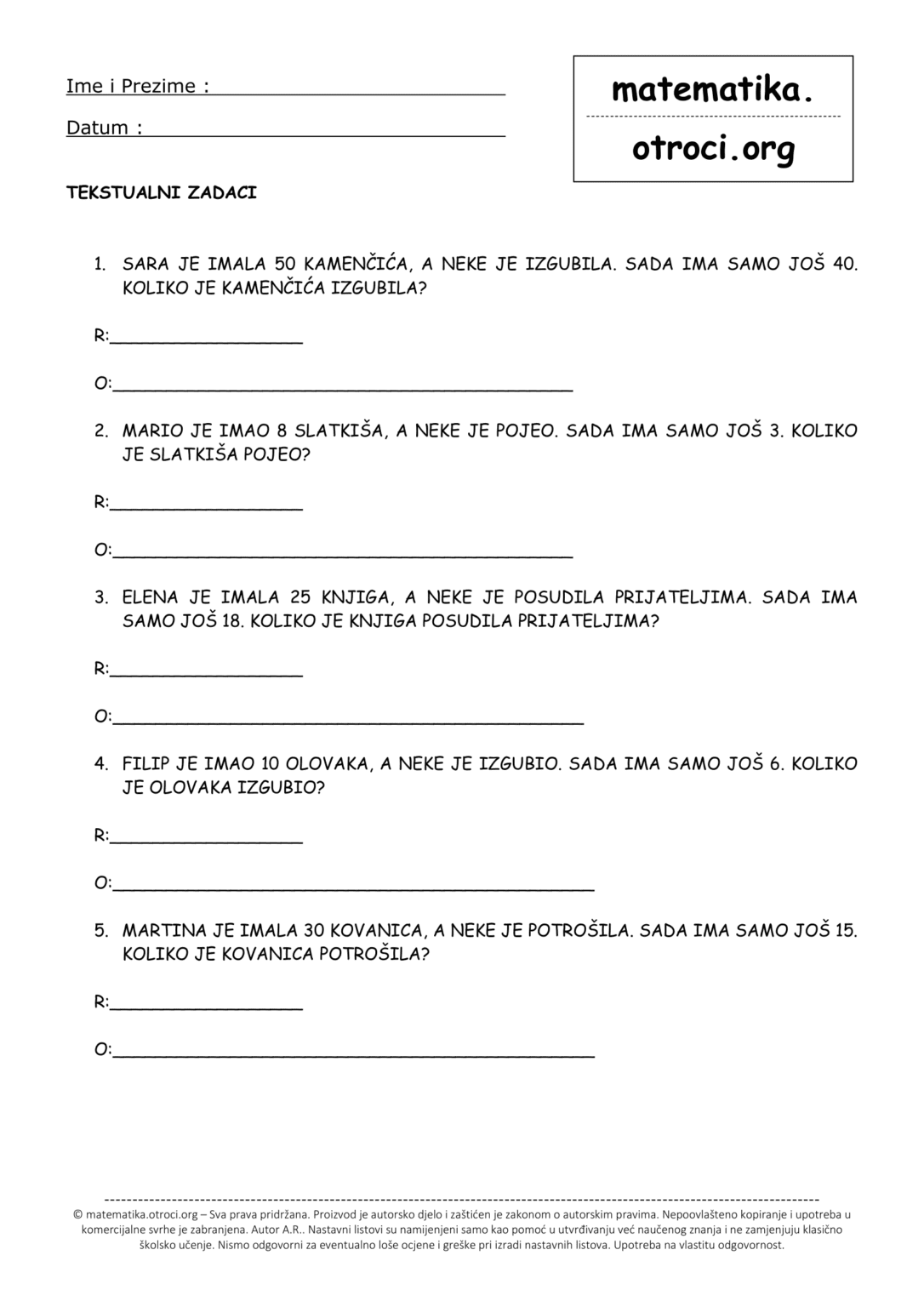 2.R. Tekstualni zadaci - matematika