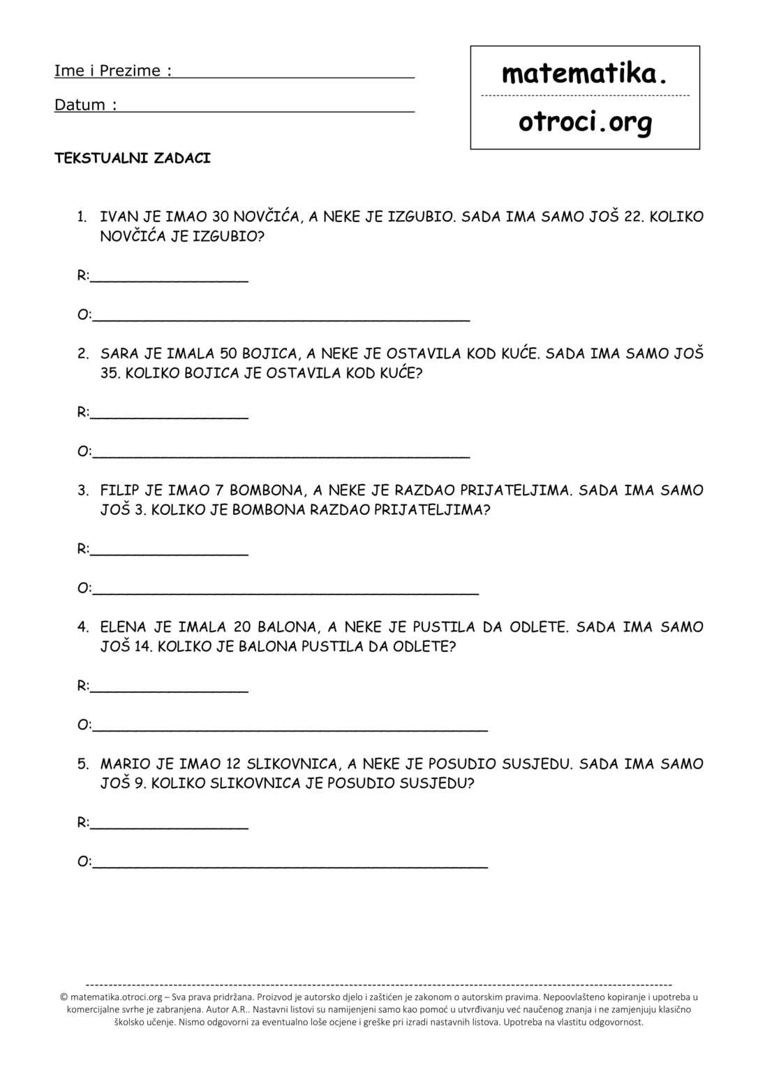 2.R. Tekstualni zadaci - matematika