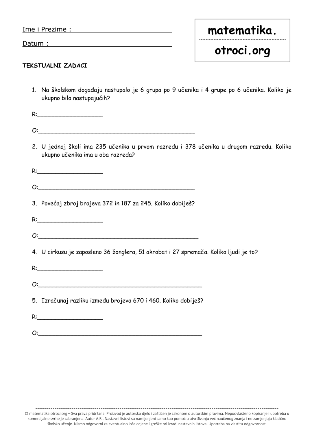 4. Razred - matematika