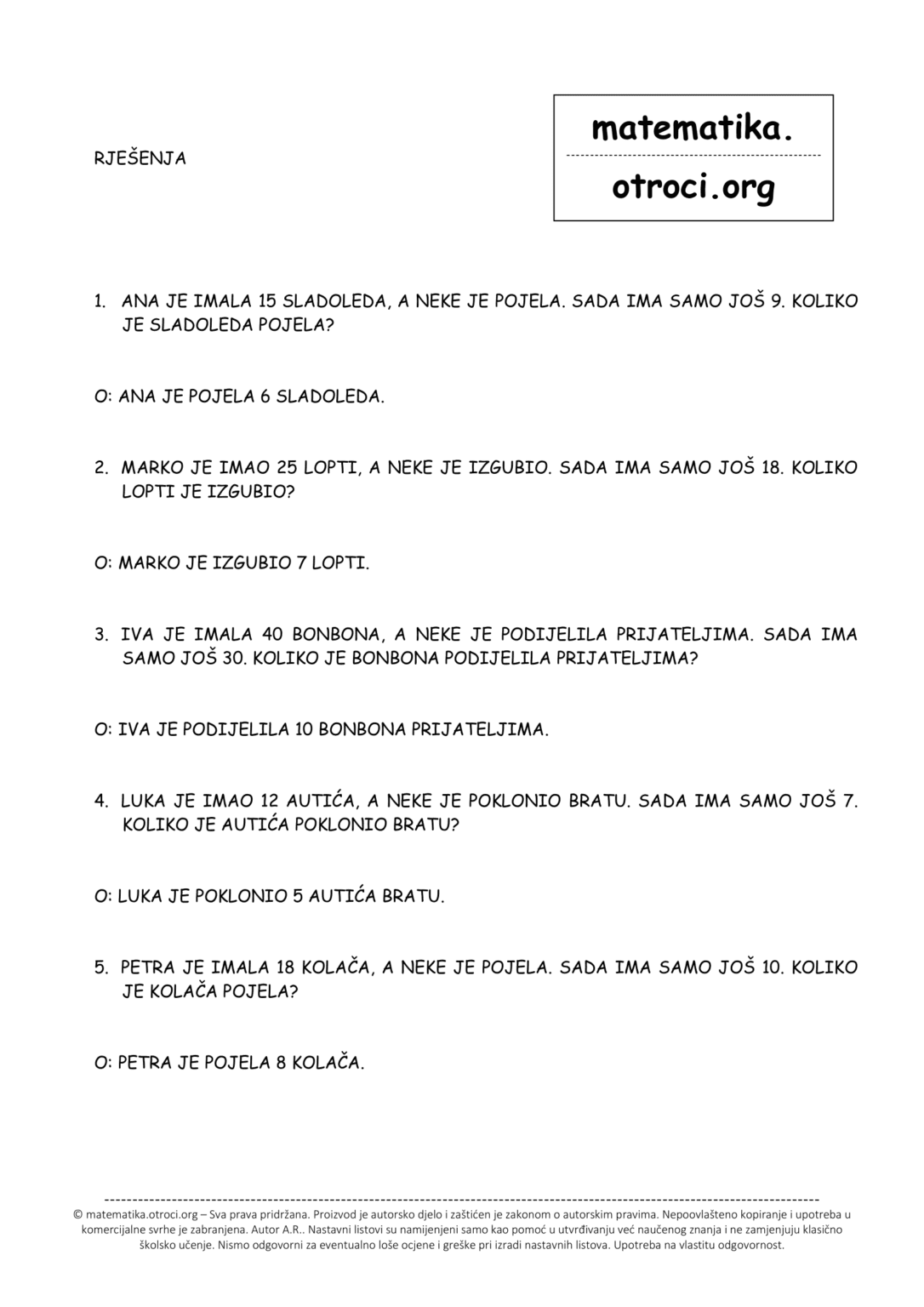 2.R. Tekstualni zadaci - matematika