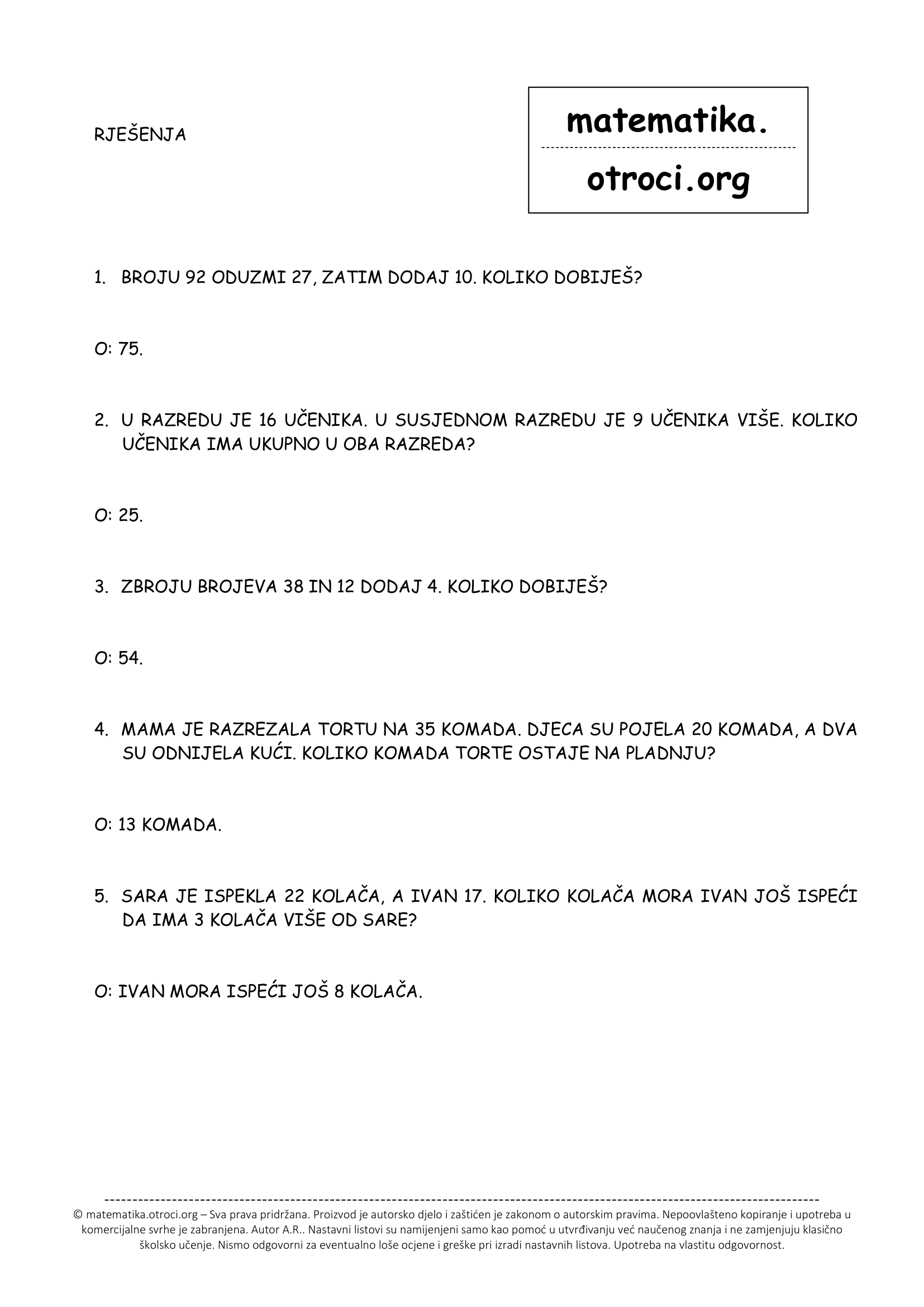3.R. Tekstualni zadaci - matematika