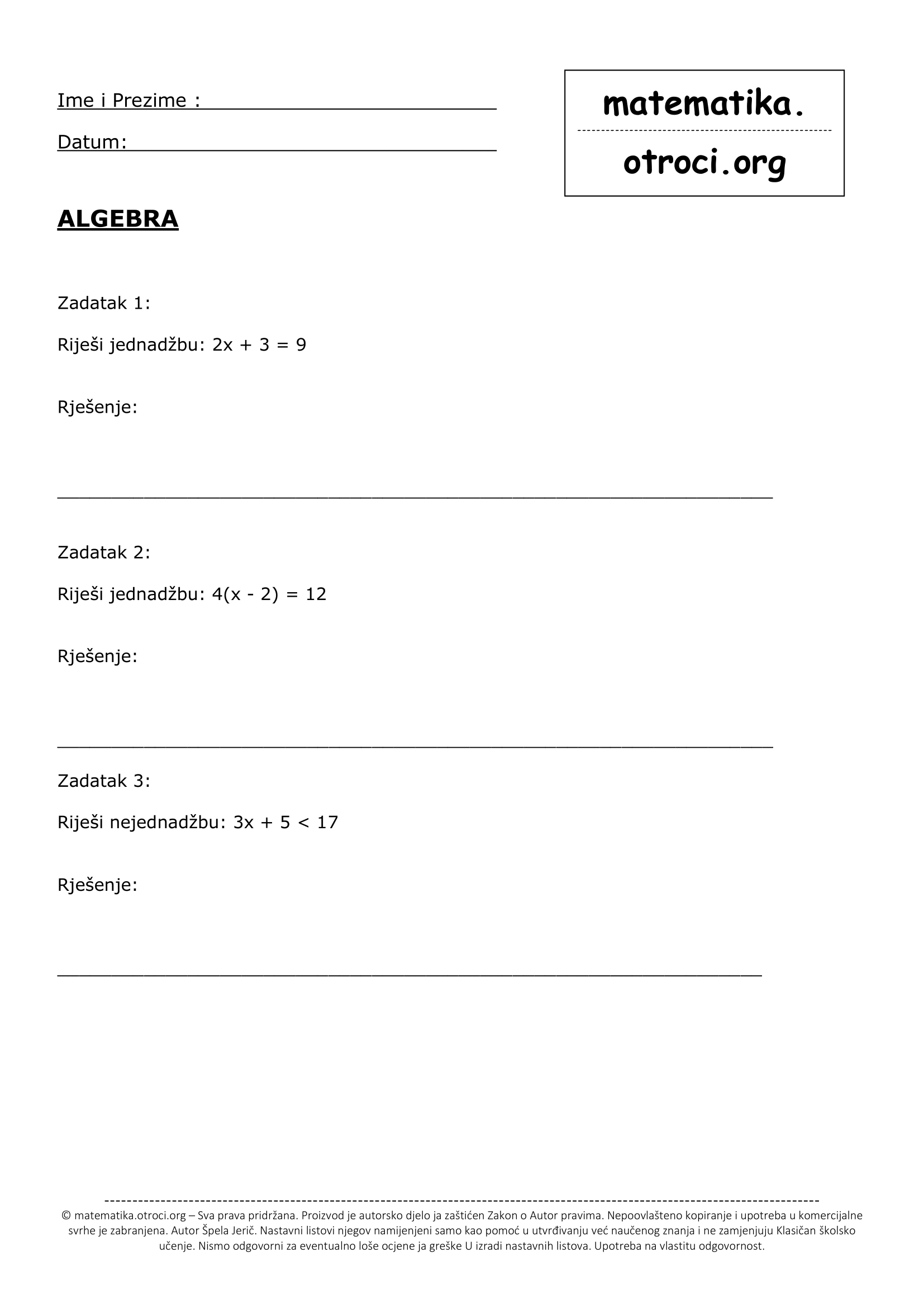 7. Razred - matematika
