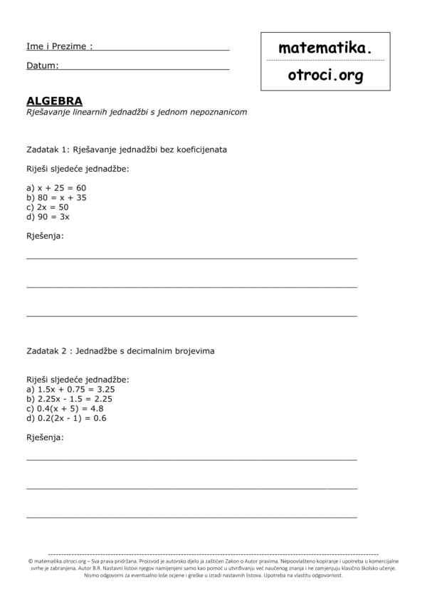 8. Razred - matematika